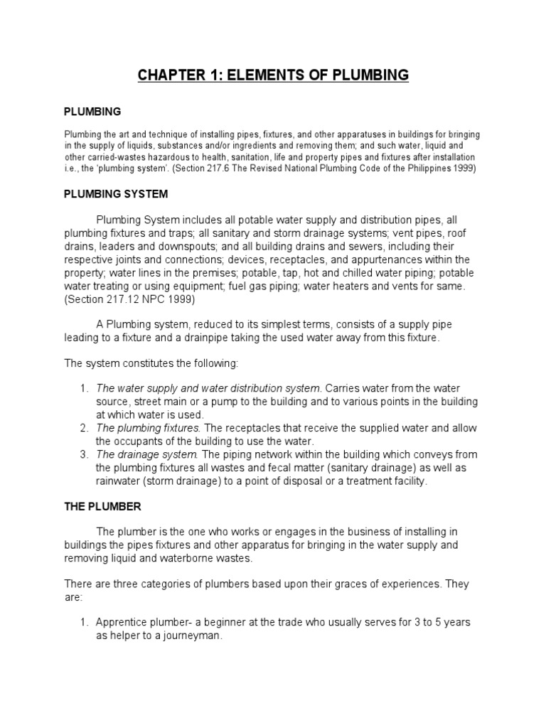 Plumbing - Handout (BD2) | PDF | Water Purification | Plumbing