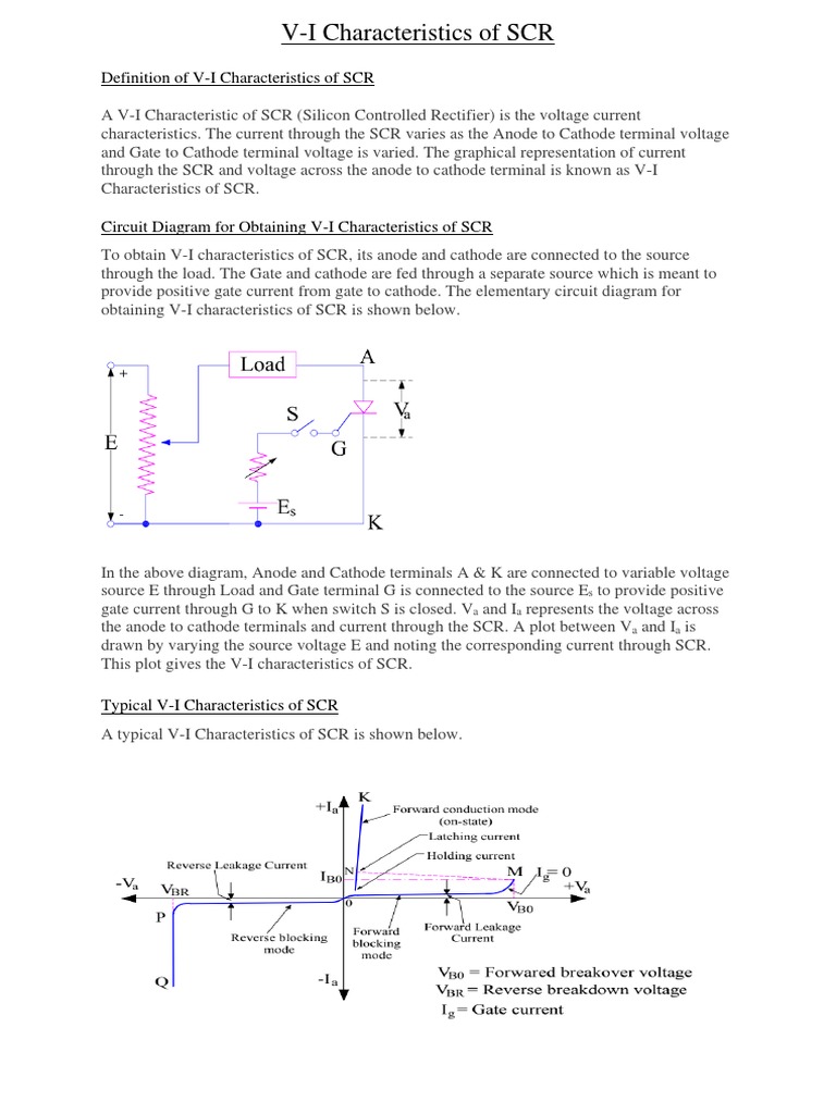 Definition of V-I Characteristics of SCR | PDF | P–N Junction ...