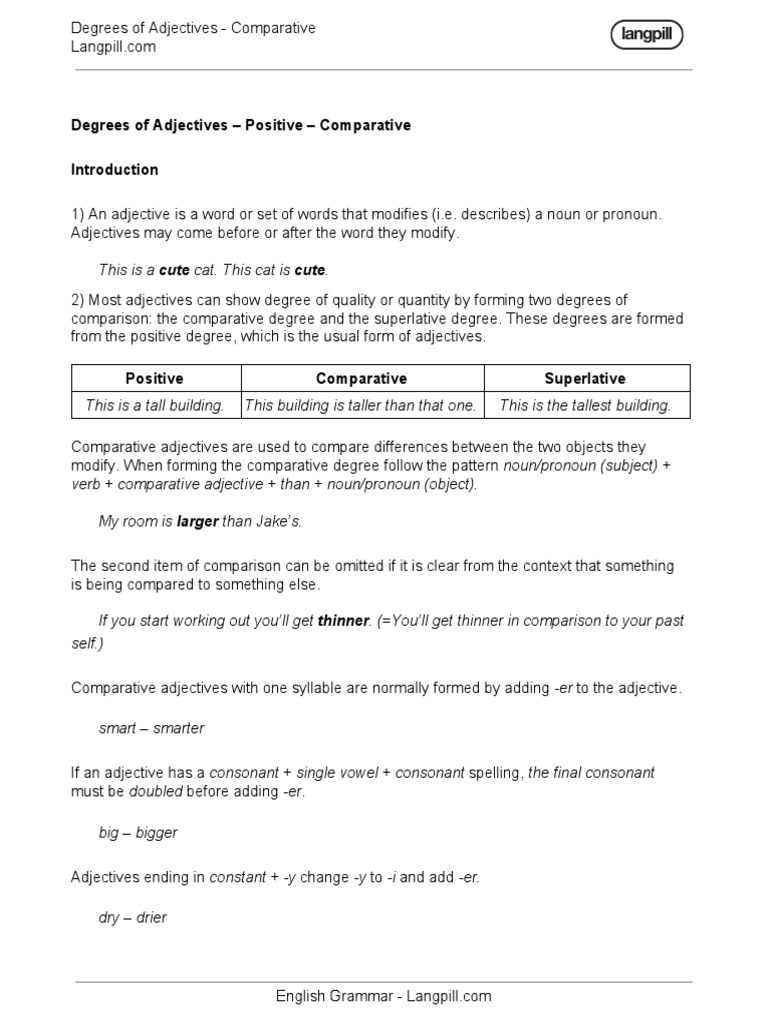 1.1 23. (Textbook) Degrees of Adjectives - Positive - Comparative PDF ...