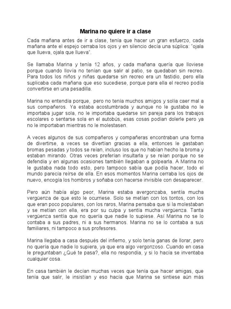 Marina No Quiere Ir A Clase | PDF