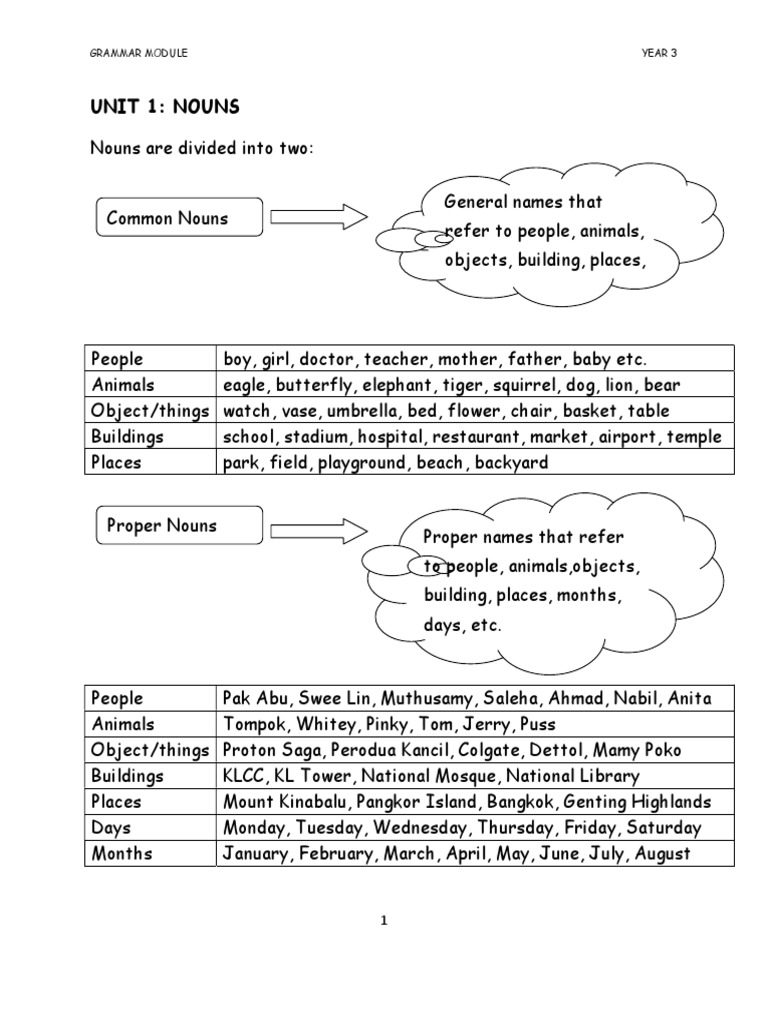 Unit 1 - Nouns | PDF | Syntax | Grammar