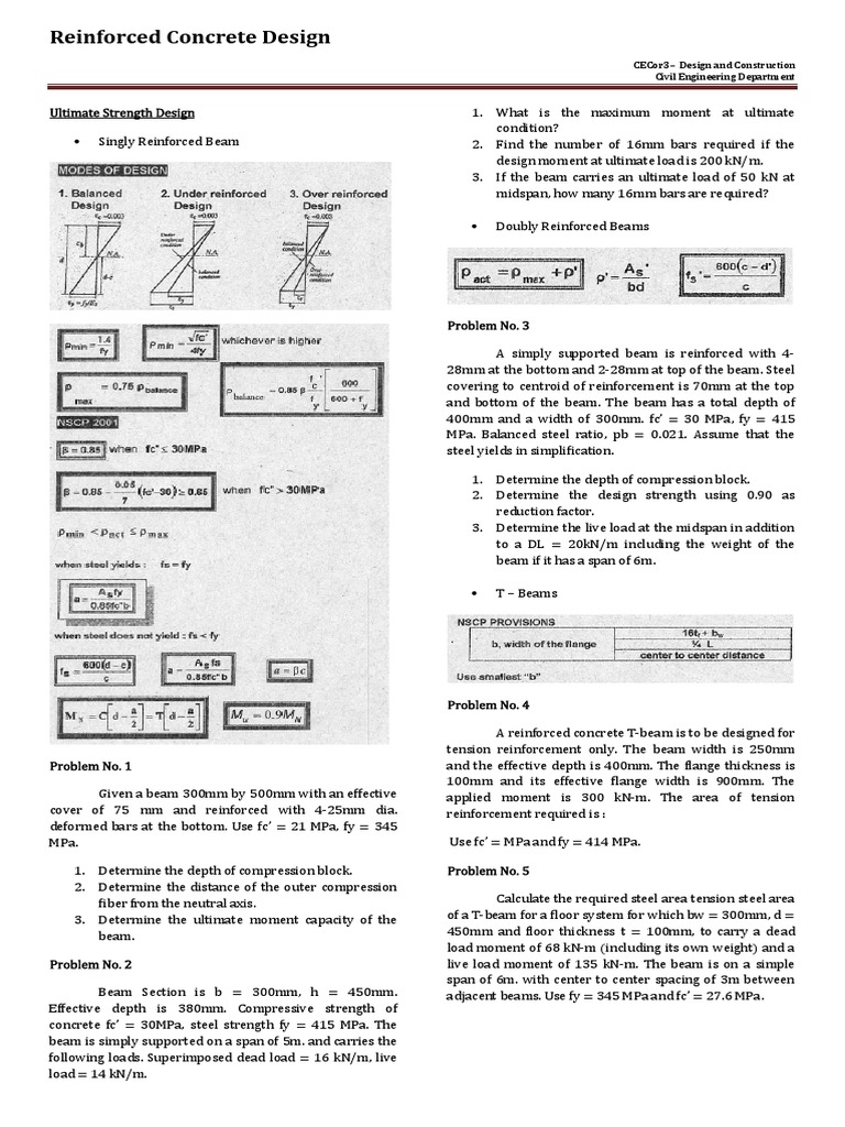 Reinforced Concrete Design PDF | PDF | Beam (Structure) | Reinforced ...