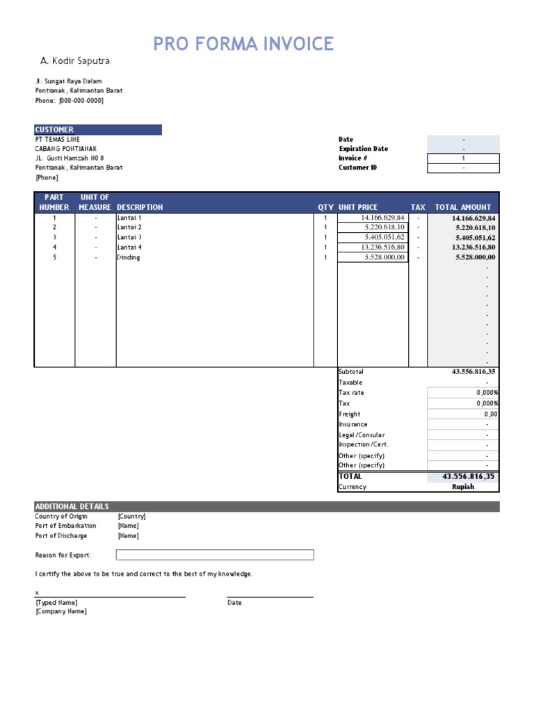 Pro Forma Invoice: A. Kodir Saputra | PDF | Public Finance | Government