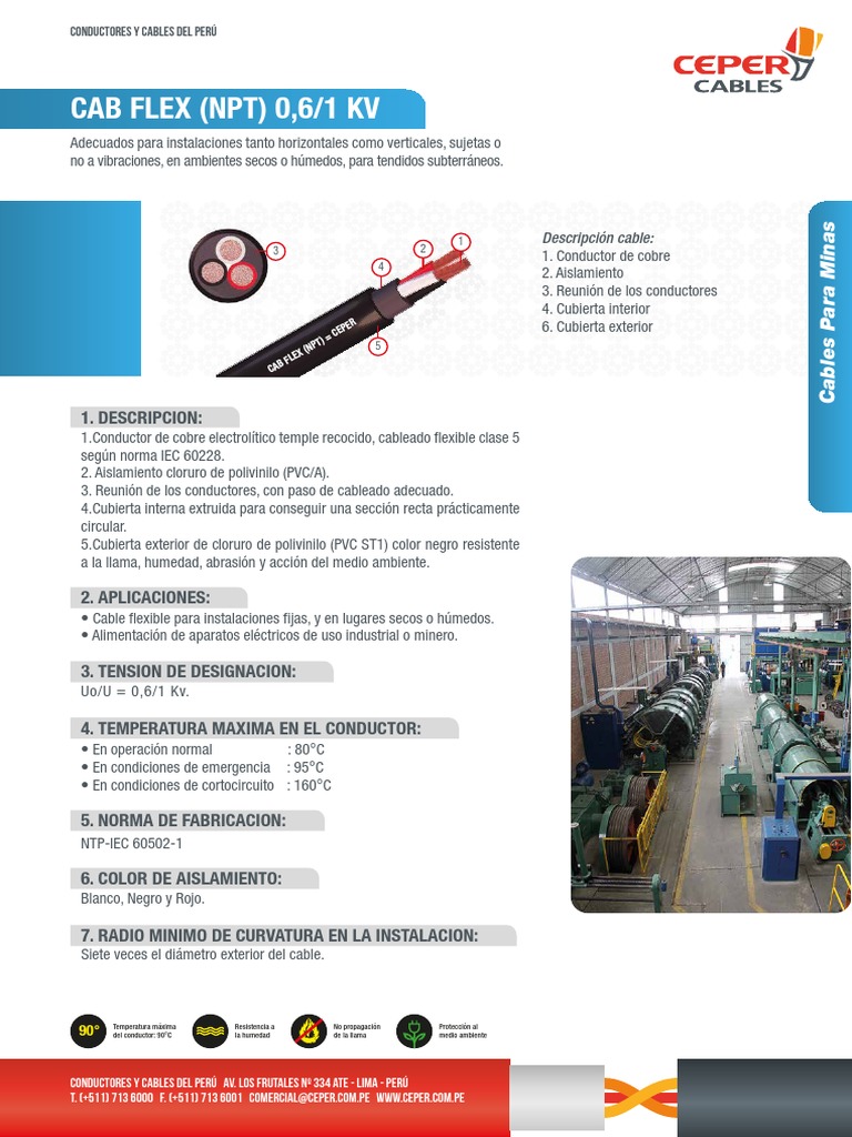 Cab Flex (NPT) 0,6/1 KV: 1. Descripcion | PDF | Cobre | Electricidad