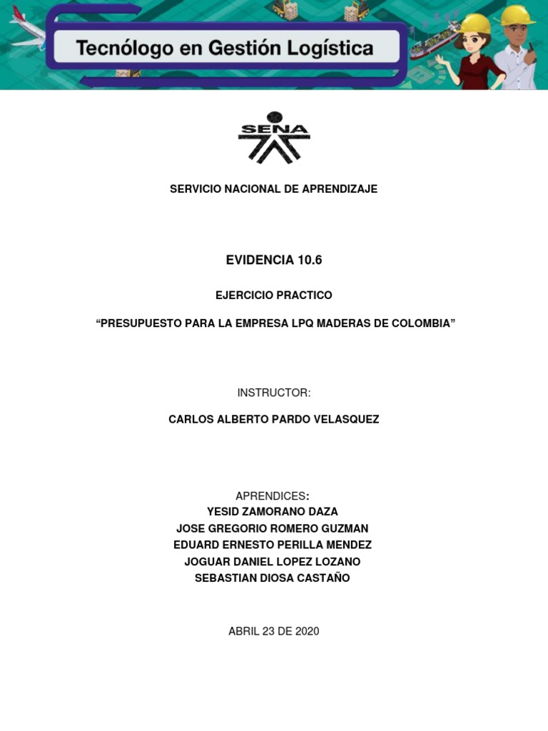 Evidencia 6 LPQ Maderas de Colombia PDF | PDF | Presupuesto | Microeconomía