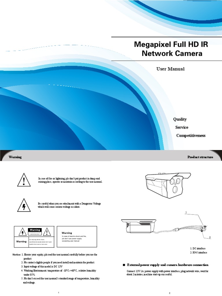 Megapixel Full HD IR Network Camera: User Manual | PDF | Camera ...