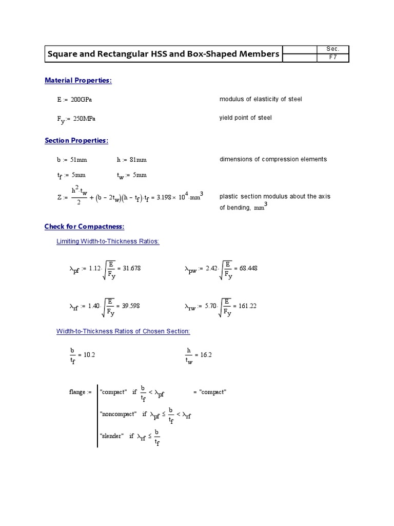 Square and Rectangular HSS and Box-Shaped Members: Material Proper Ties ...