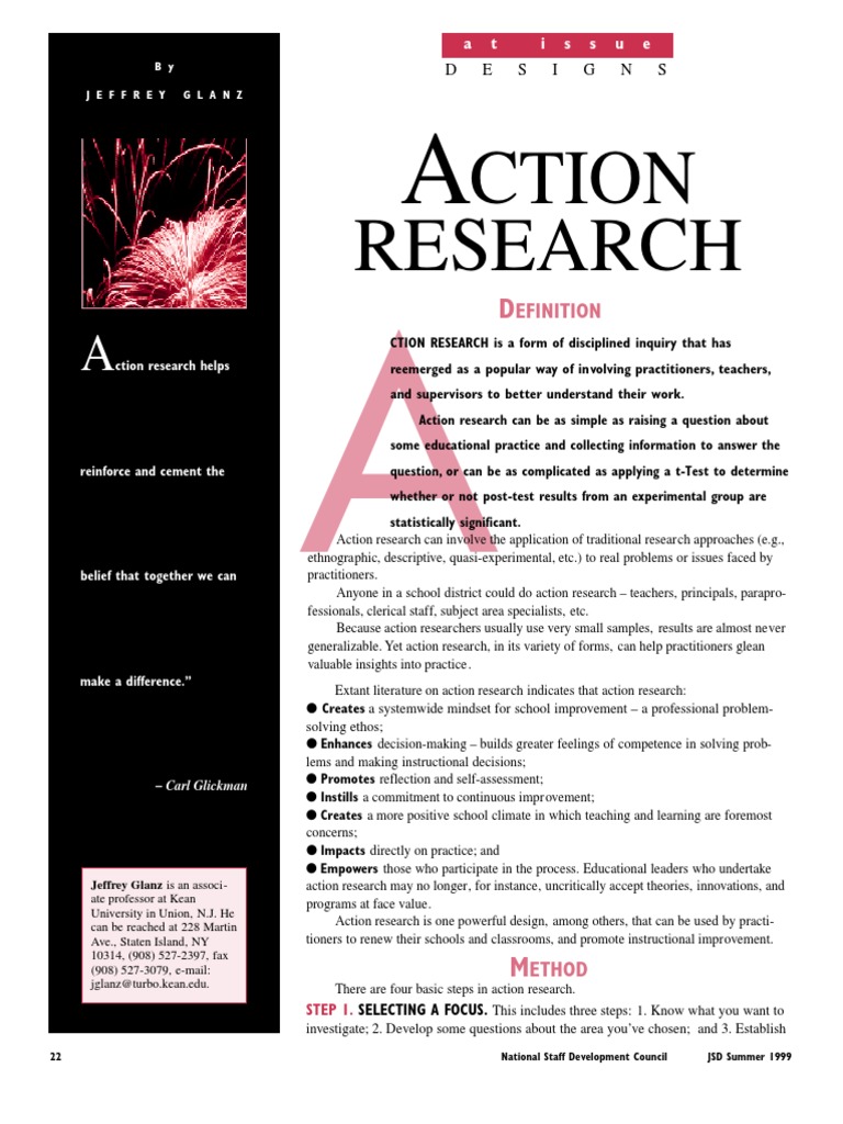 Action Research Jeffrey Glanz PDF | PDF | Action Research | Teachers
