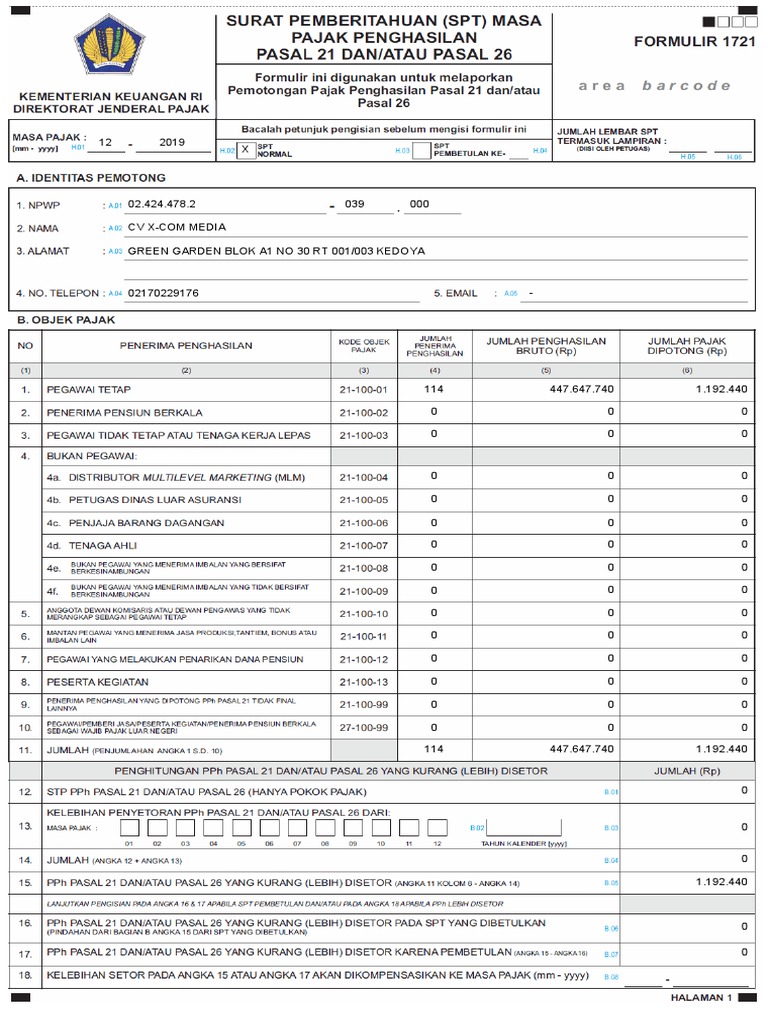 PPH 21 Induk Lampiran Dan 1721 A1 PDF | PDF