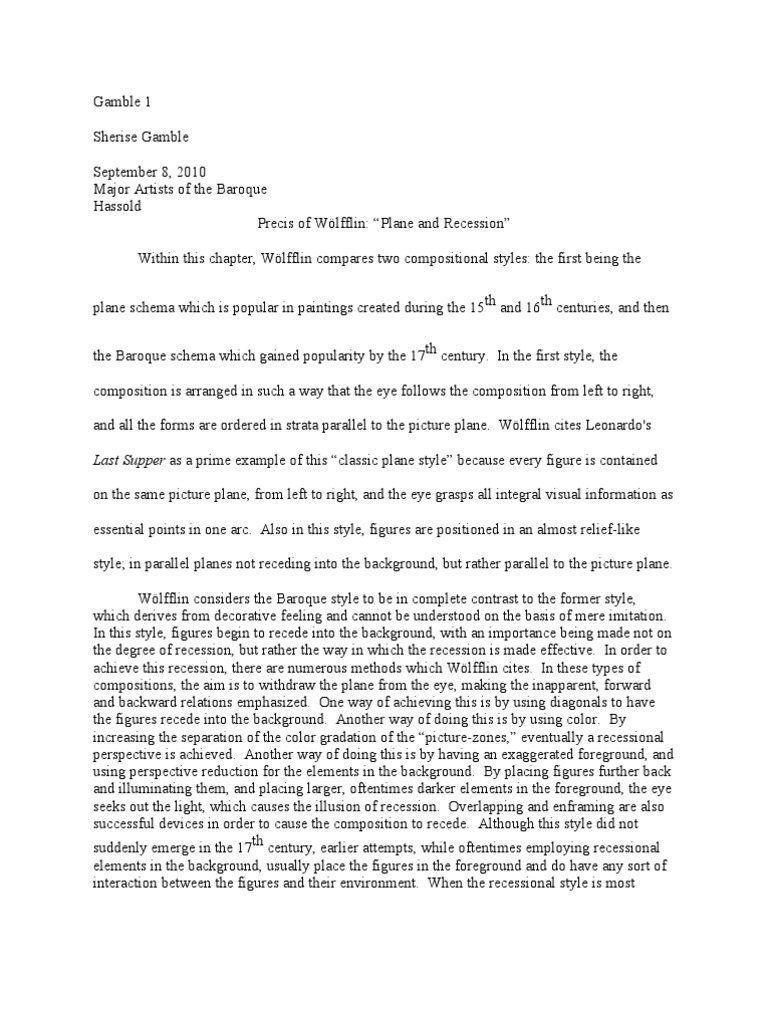 Wolfflin Plane and Recession | PDF | Perspective (Graphical) | Baroque