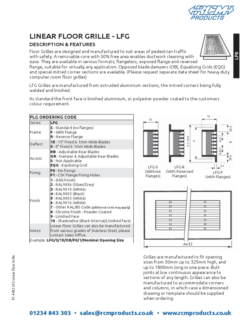 Linear Floor Grille - LFG: Description & Features | PDF | Industrial ...