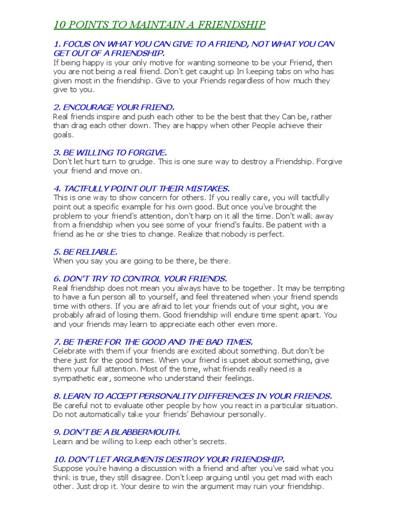 Ten Essential Qualities of True Friendship | PDF