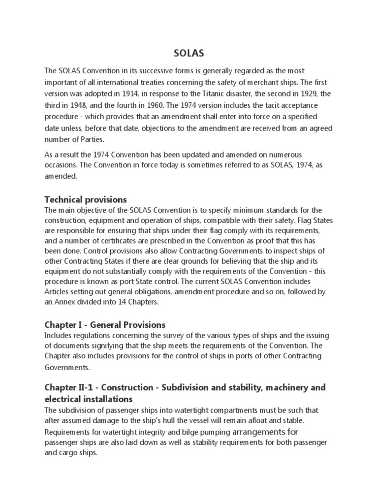 Solas: Technical Provisions | PDF | Dangerous Goods | Ships