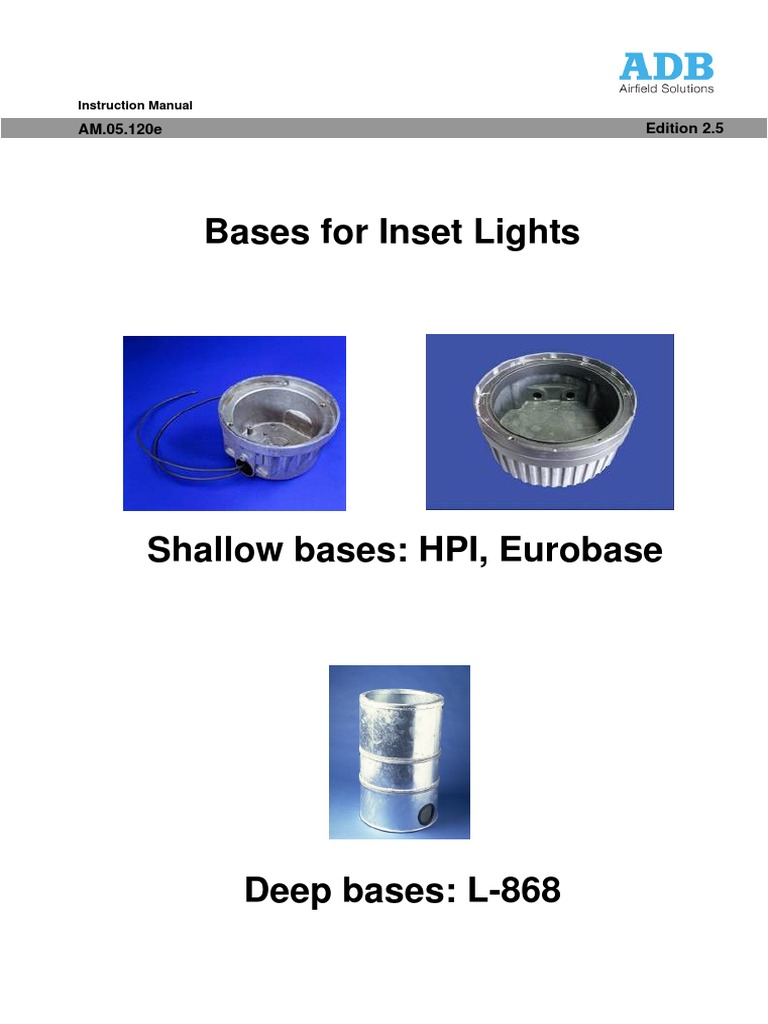 Bases For Inset Lights: AM.05.120e Edition 2.5 | PDF | Surveying | Screw
