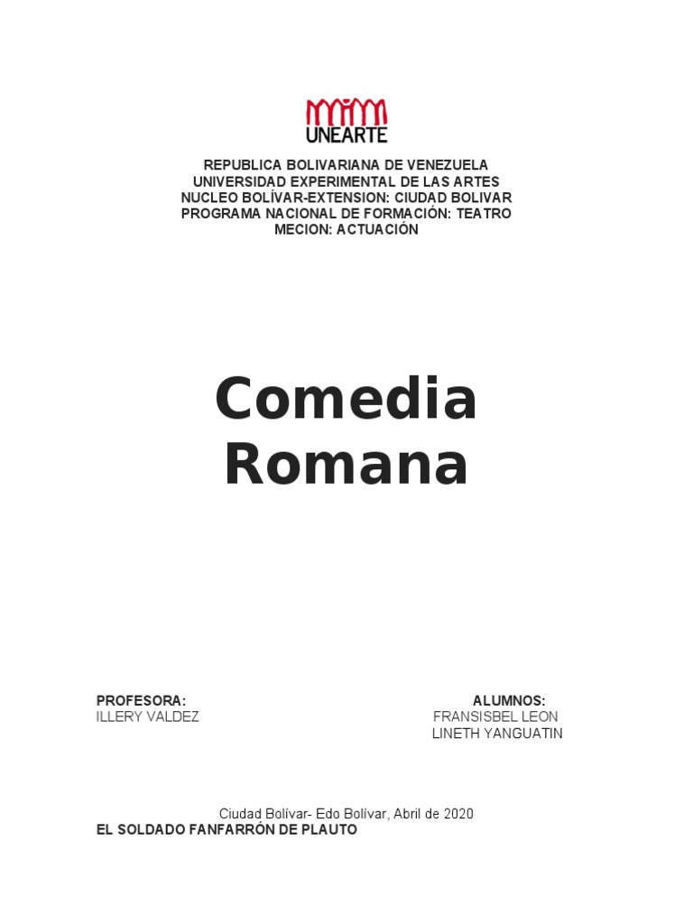 Estructura y Características de la Comedia Romana | PDF | Comedia