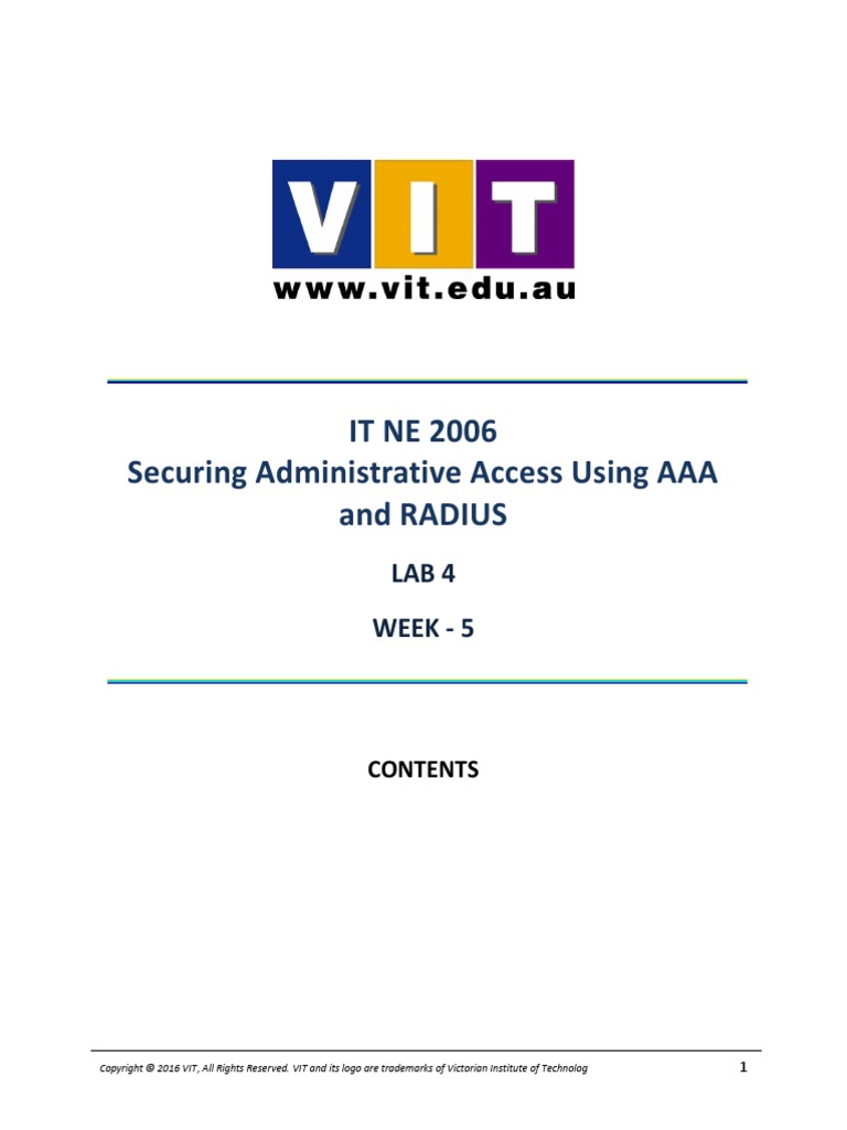 IT NE 2005 LAB 4 - Securing Administrative Access Using AAA and RADIUS. | PDF | Radius | Ip Address
