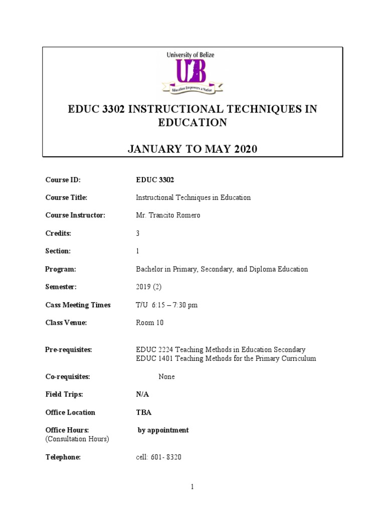 EDUC 3302 Course Outline | PDF | Lesson Plan | Educational Assessment