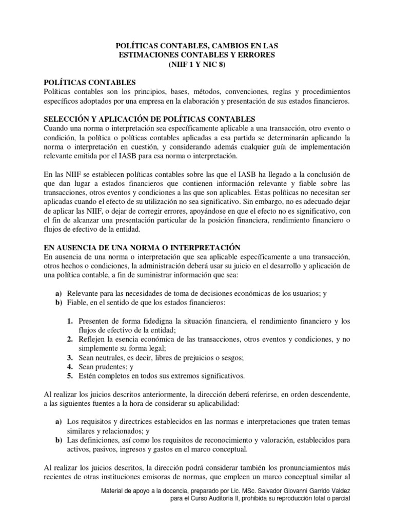 Unidad II Teoría Cambios Contables | PDF | normas internacionales de ...