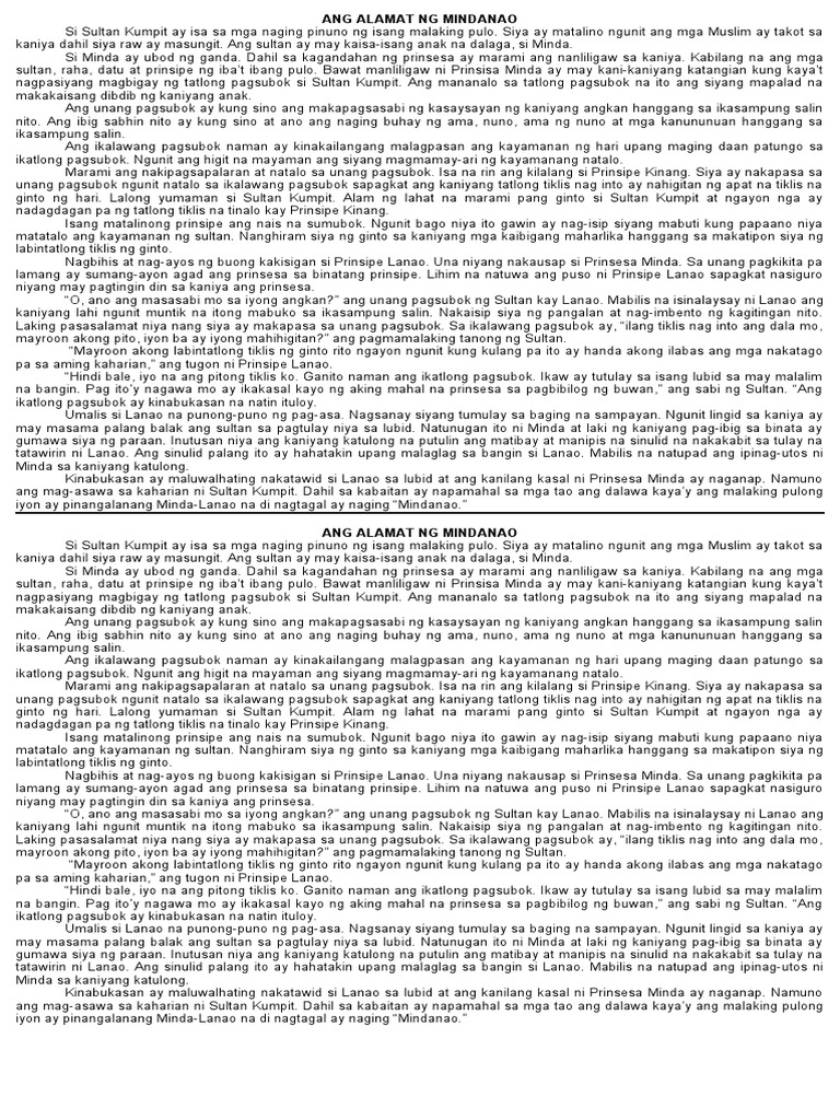 Ang Alamat NG Mindanao | PDF