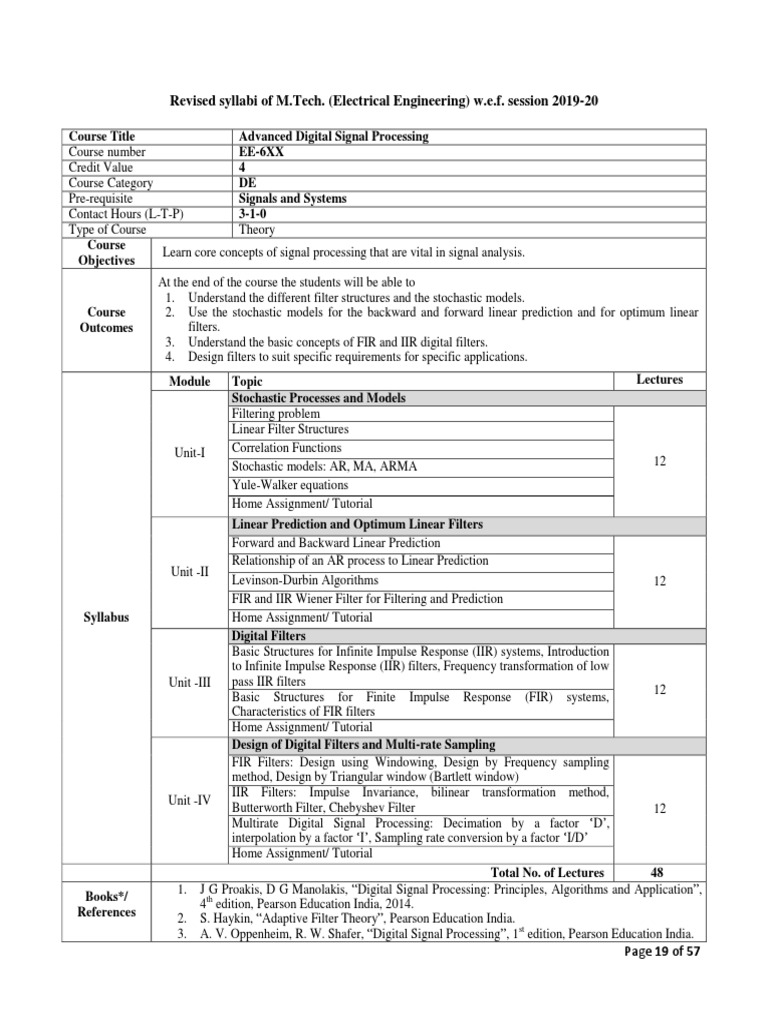 Revised Syllabi of M.Tech. (Electrical Engineering) W.E.F. Session 2019 ...