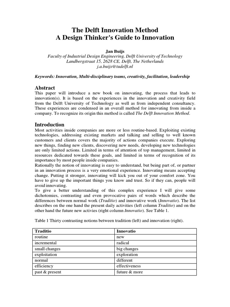 The Delft Innovation Method A Design Thinker's Guide To Innovation ...