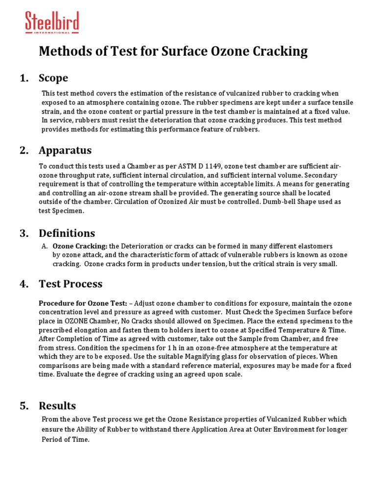 Methods of Test For Surface Ozone Cracking: 1. Scope | PDF