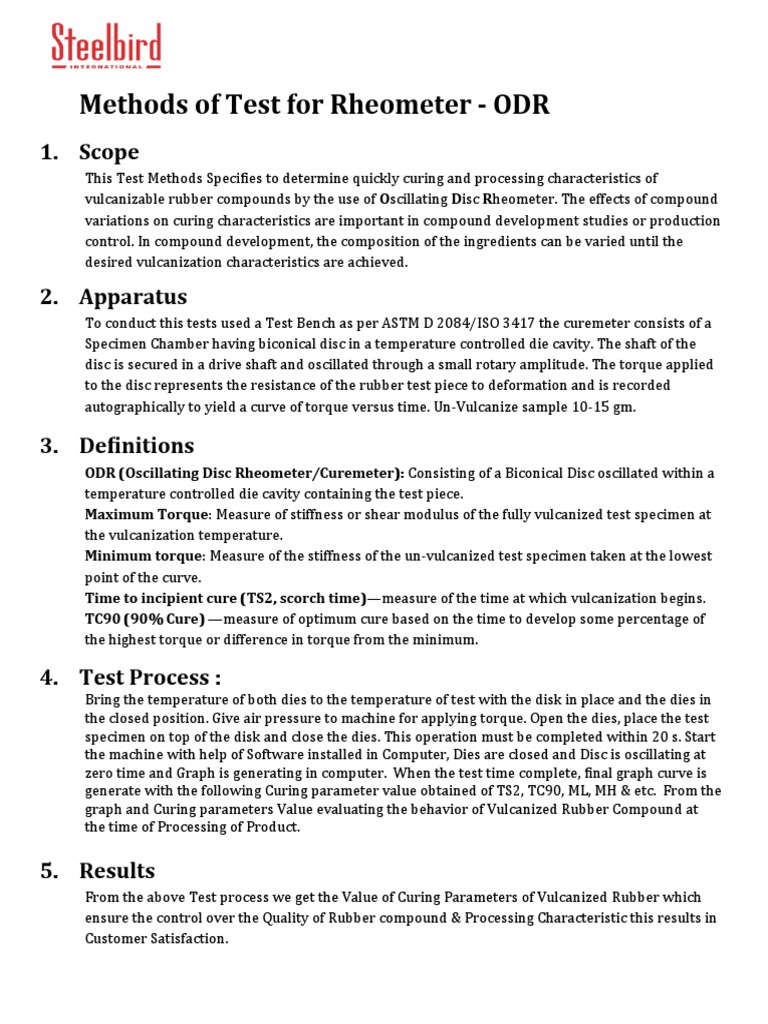 Methods of Test For Rheometer - ODR: 1. Scope | PDF | Materials Science ...
