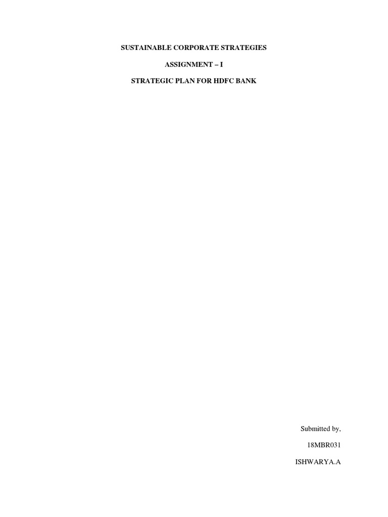 Strategic Analysis and Planning for Sustainable Growth of HDFC Bank ...