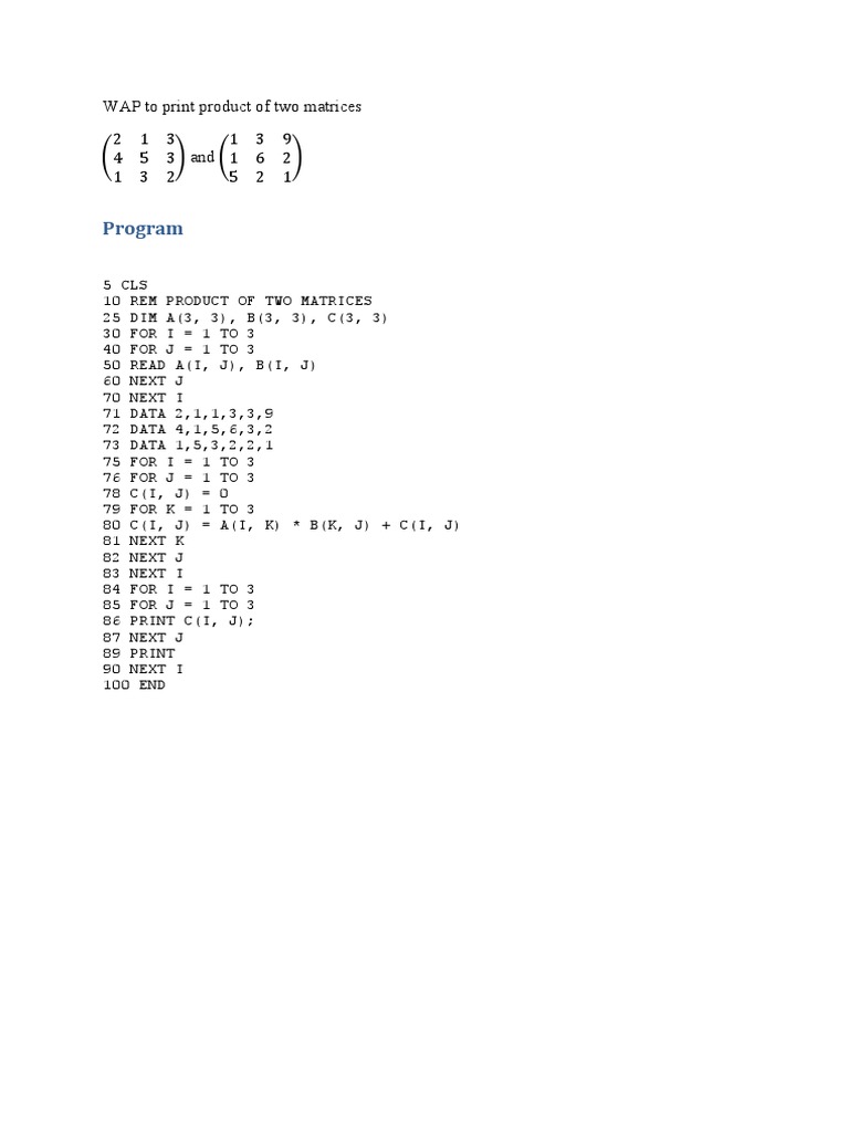 Matrix Product | PDF | Teaching Methods & Materials