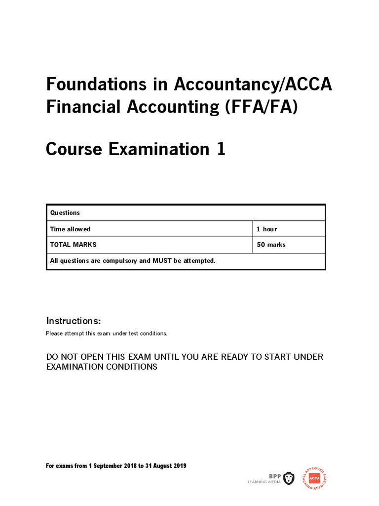 FIA Financial Accounting Course Exam 1 - Questions | PDF | Accounts ...