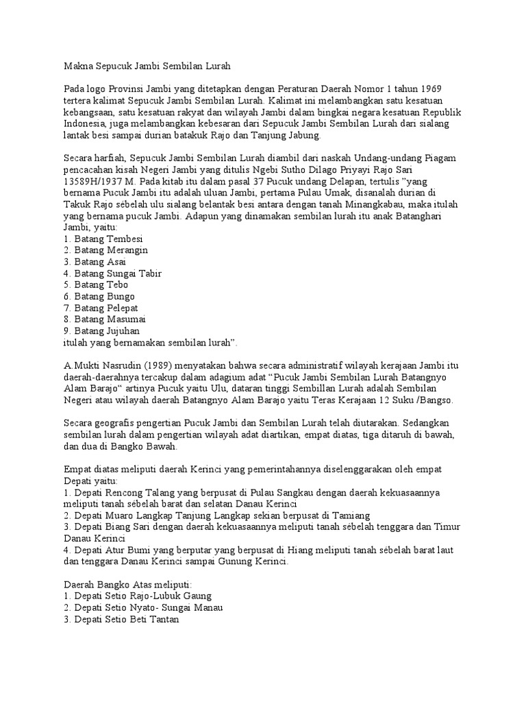 Makna Sepucuk Jambi Sembilan Lurah | PDF