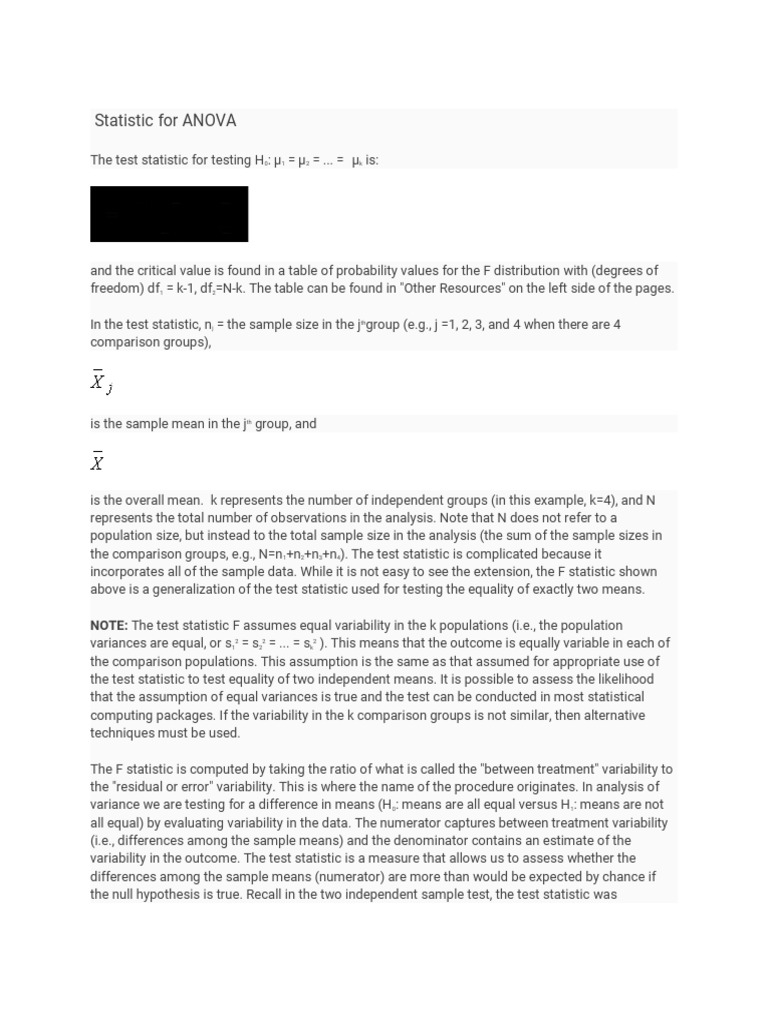 Anova And F Test Pdf F Test Analysis Of Variance 5964