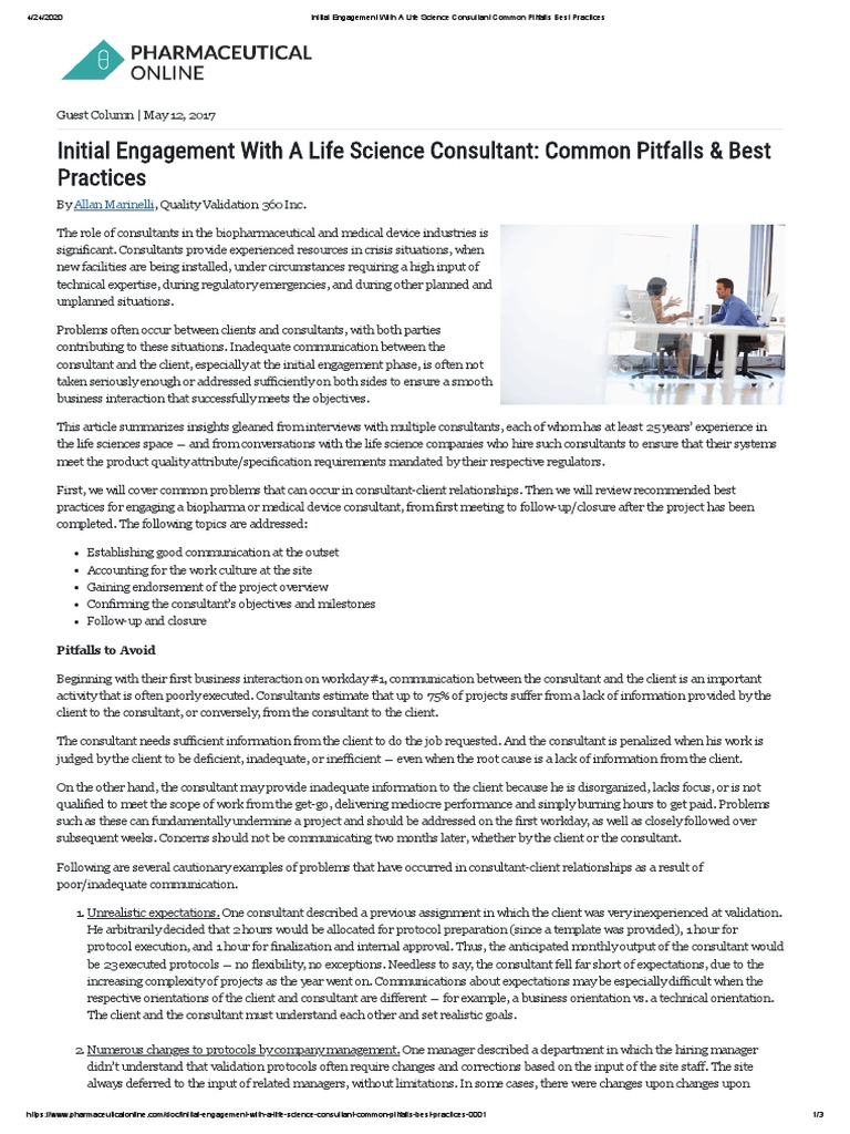Initial Engagement With A Life Science Consultant Common Pitfalls Best ...