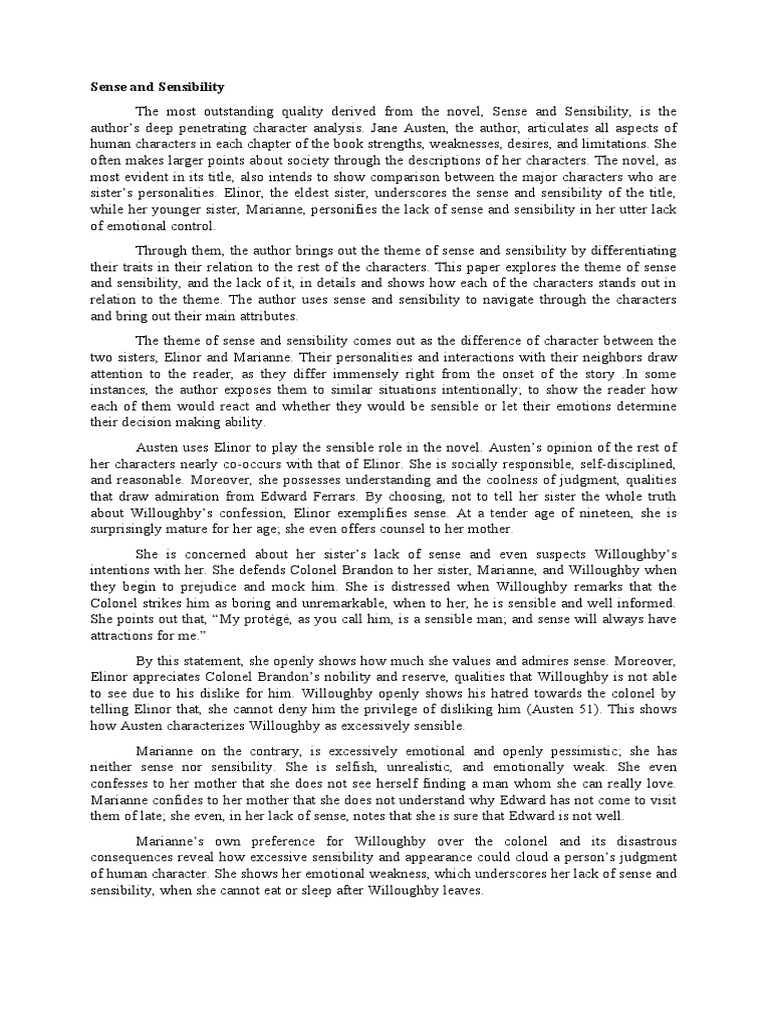 Sense and Sensibility | PDF | Sense And Sensibility | Elinor Dashwood