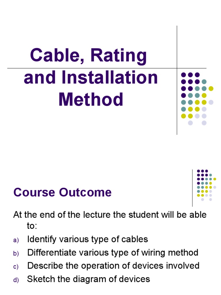 Cable, Rating and Installation Method | PDF | Electrical Wiring ...