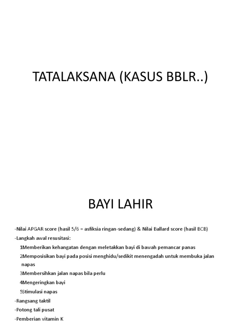 Tatalaksana BBLR | PDF | Kesehatan Holistik
