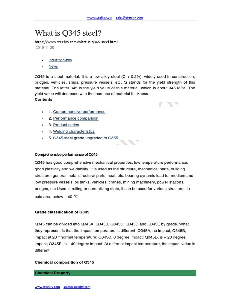 Q345 Steel Specifications and Properties | PDF | Welding | Construction