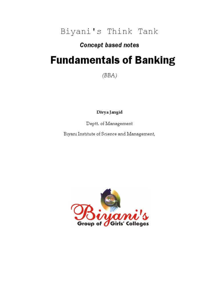 Fundamentals of Banking: Biyani's Think Tank | PDF | Business | Finance ...