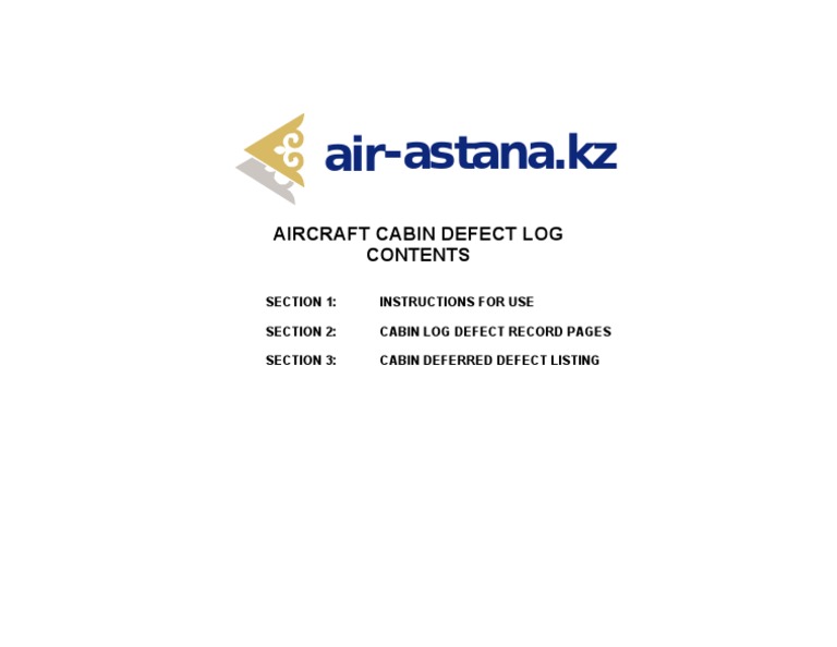 Aircraft Cabin Defect Log Contents | PDF