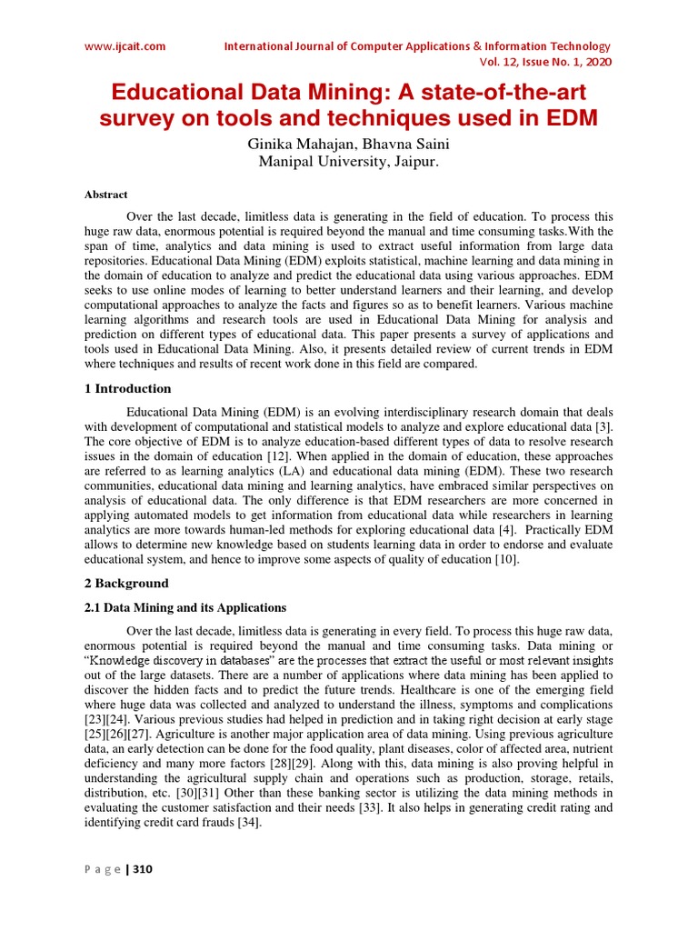 Educational Data Mining: A State-Of-The-Art Survey On Tools and ...