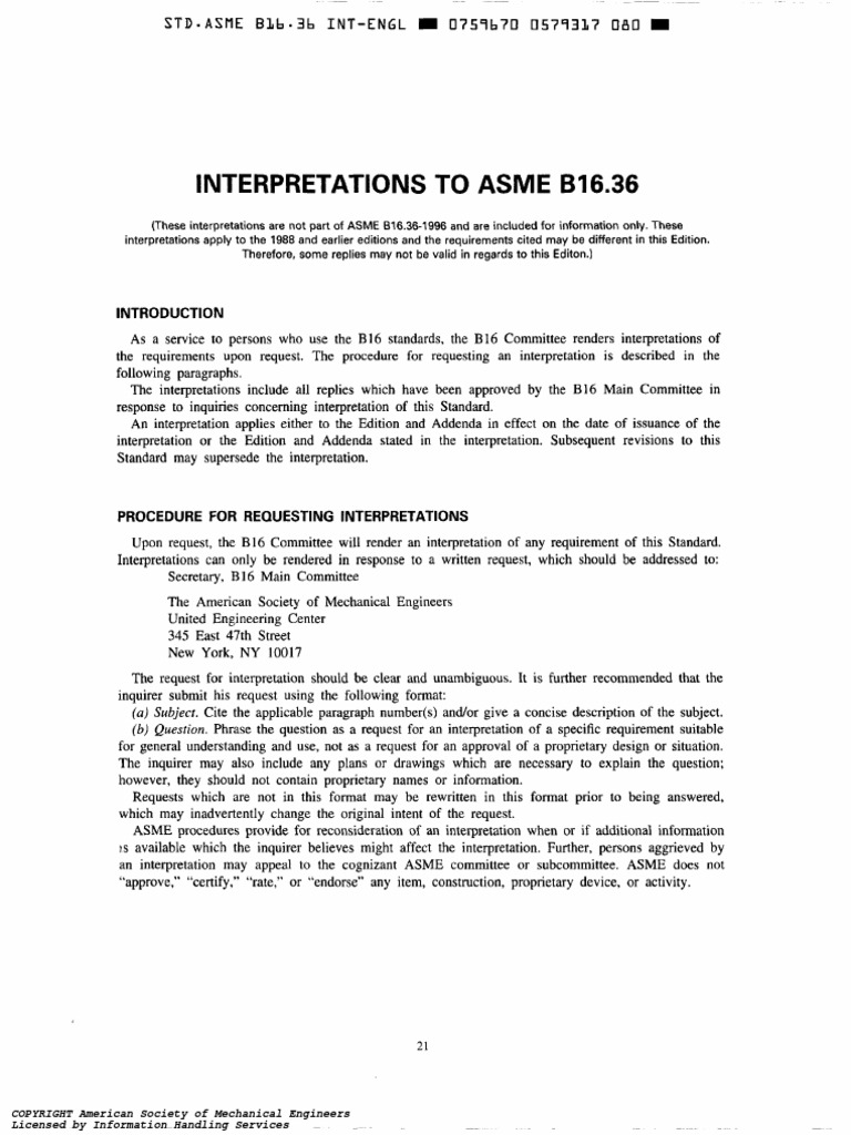 Asme B16.36 Int PDF | PDF | Pipe (Fluid Conveyance) | Building Engineering
