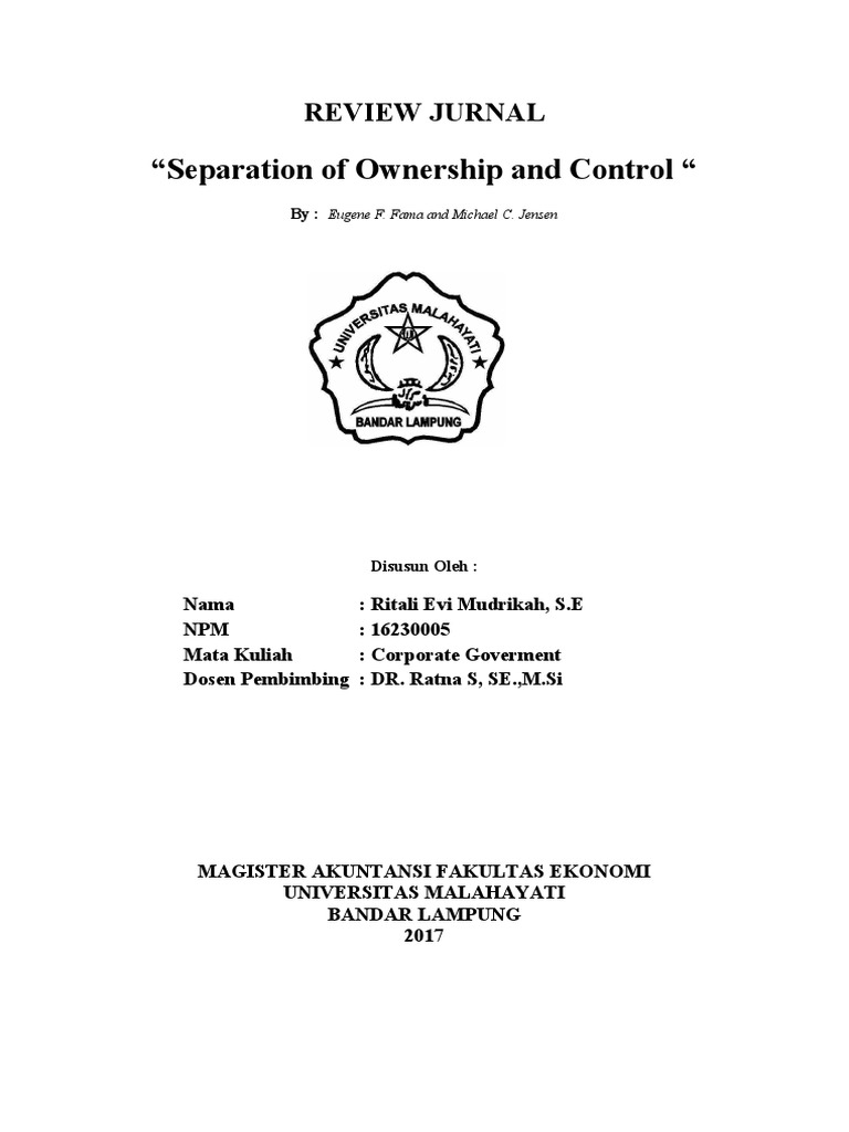 Separation of Ownership and Control | PDF
