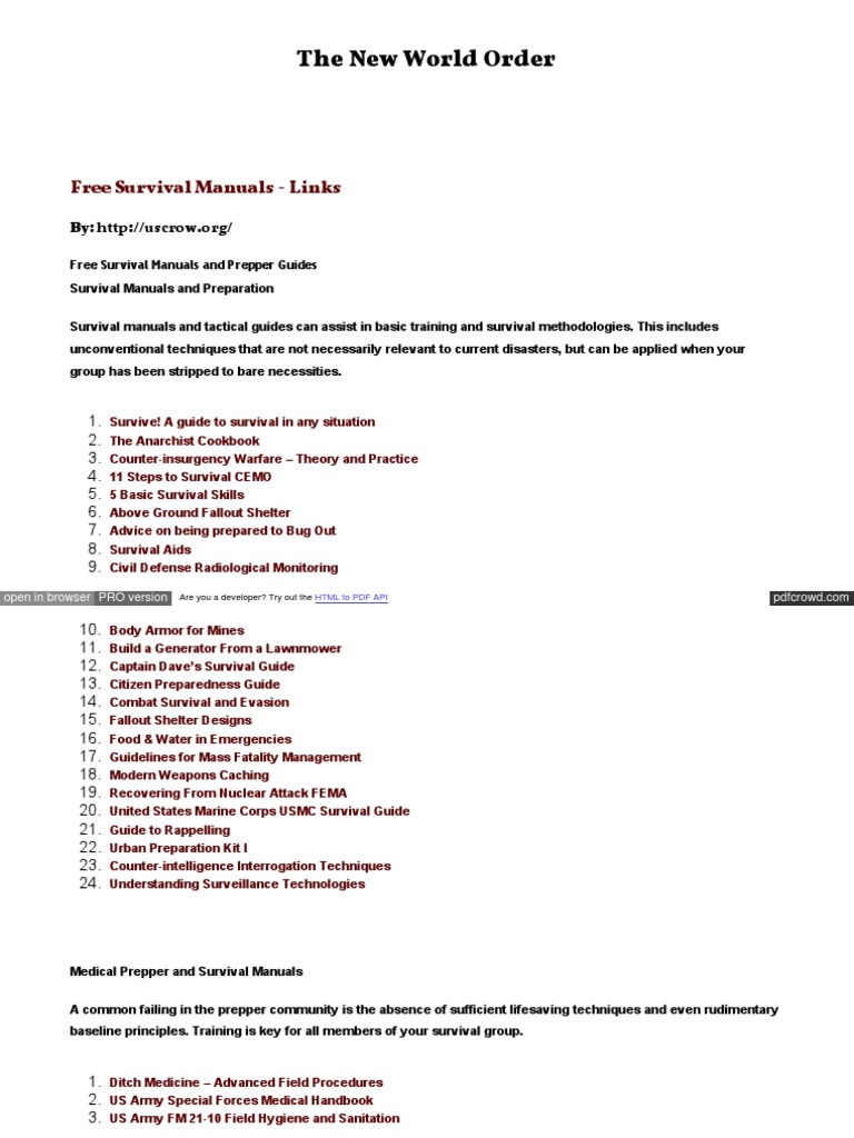 Free Prepper Survival Manuals Download | PDF | Cbrn Defense | Emergency ...