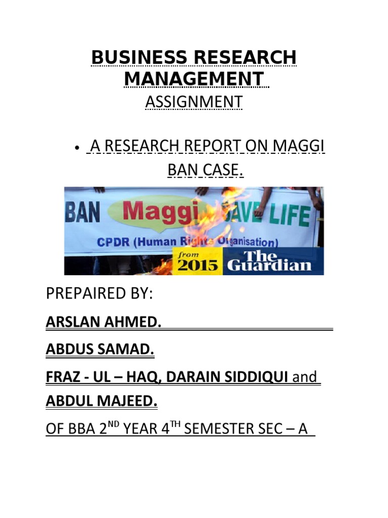 Assignment A Research Report On Maggi Ban Case | PDF | Nestlé | Foods