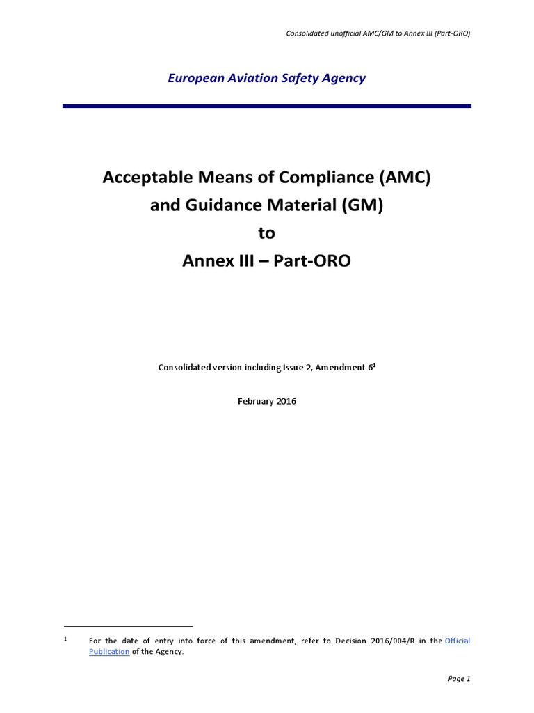 AMC/GM Annex III Part-ORO Overview | PDF | Risk Management | Aeronautics