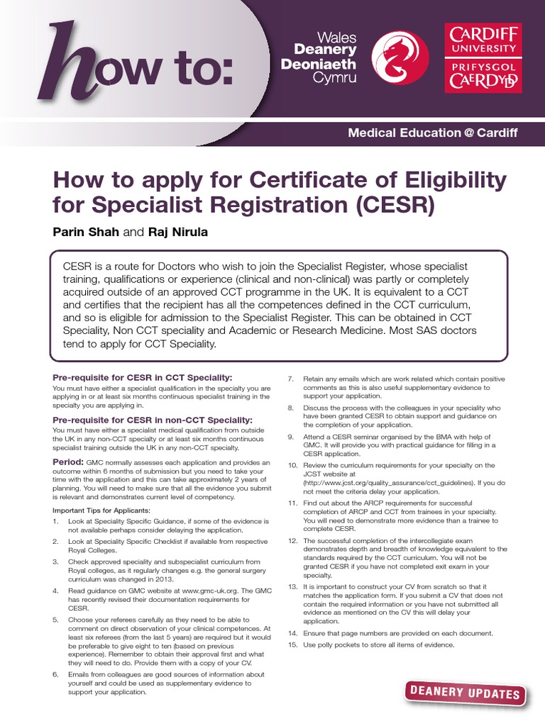 Ow To:: How To Apply For Certificate of Eligibility For Specialist ...