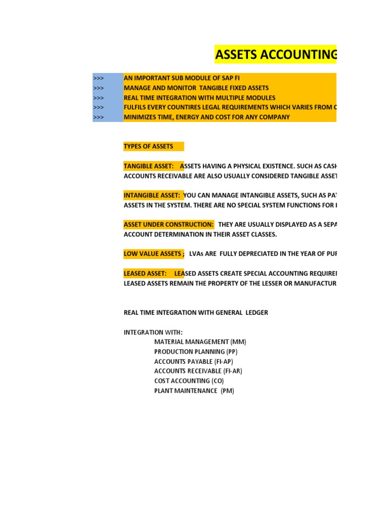 Sap Fi Assets Accounting Part 01 | PDF