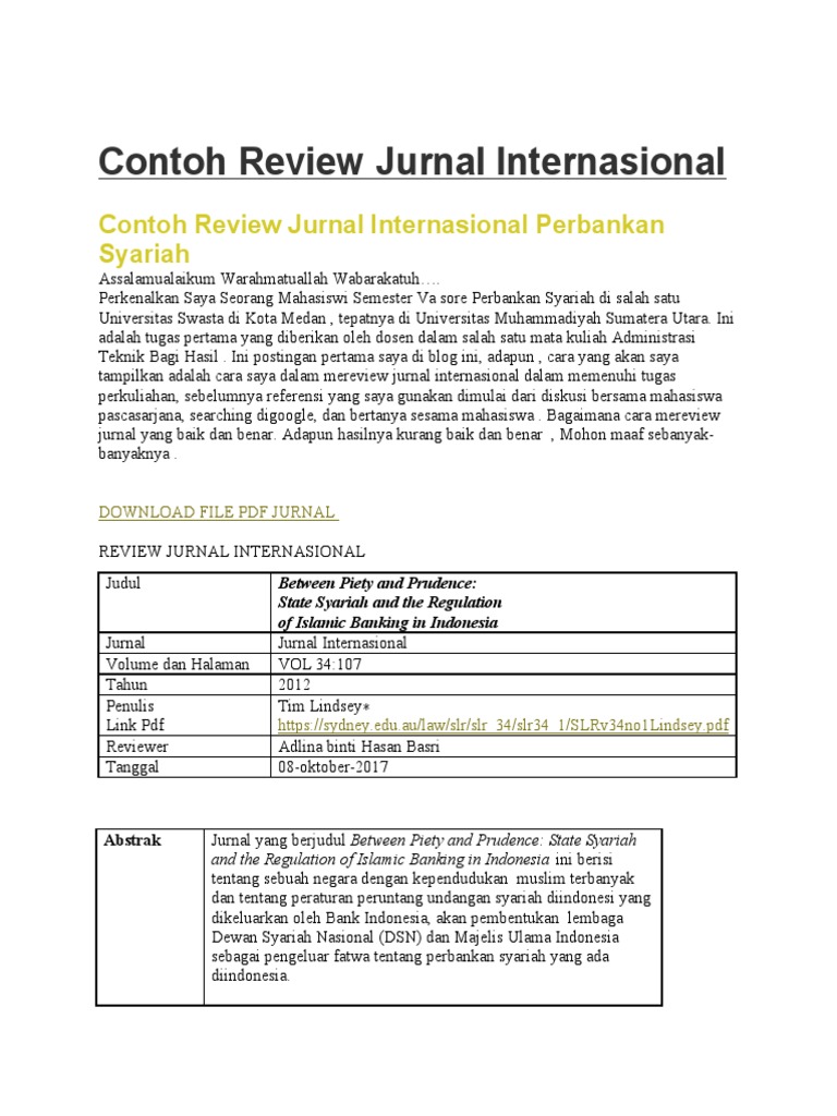 Contoh Review Jurnal Internasional | PDF