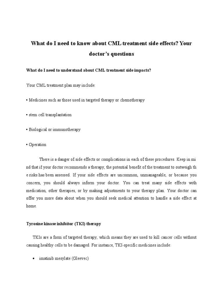 What Do I Need To Know About CML Treatment Side Effects | PDF ...