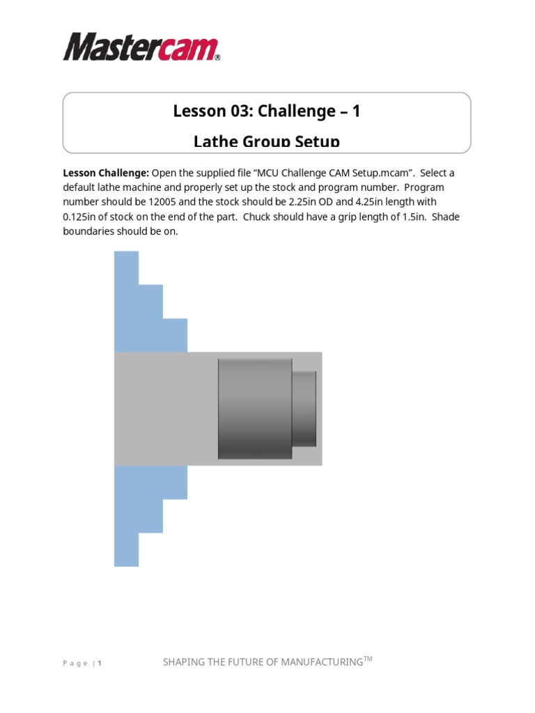 Mastercam Lathe Stock Setup Challenge | PDF